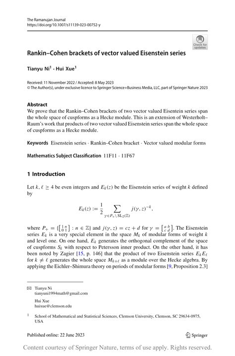 Rankincohen Brackets Of Vector Valued Eisenstein Series