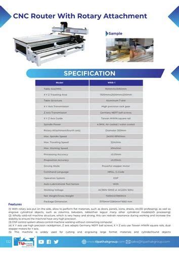 WOOD Mild Steel CNC Router With Rotary Attachment Kw Max Job Size Ft X Ft At