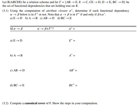 let r abcde ﻿be a relation schema and let