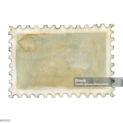 빈 레터 헤드 우표 흰색 배경에 격리 된 수채화 손 그린 그림 메일 디자인 우편 서신 스크랩북 수제 엽서 봉투 가장자리에 대한 스톡 벡터 아트 및 기타 이미지 Istock