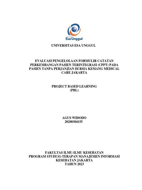 Evaluasi Pengelolaan Formulir Catatan Perkembangan Pasien Terintegrasi