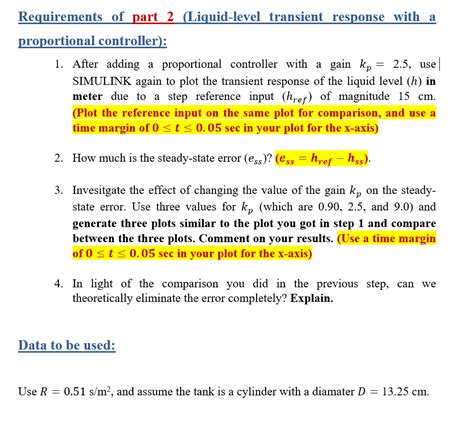 Solved Requirements of part 2 (Liquid-level transient | Chegg.com