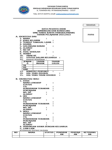 Form Data Siswa Pdf