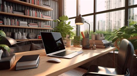 생산적인 작업 공간에 있는 노트북의 3d 렌더링 작업 3d 배경 살다 배경 내부 배경 이미지 Hd 작업 3d 살다 내부 배경 사진 무료 다운로드 Lovepik