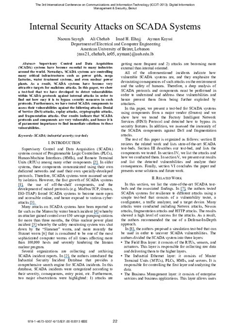 Pdf Internal Security Attacks On Scada Systems