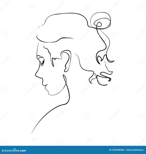 One Continuous Line Hand Drawn Vector Art With Beautiful Woman Face In Elegant Curve Black