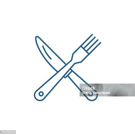 포크와 칼 라인 아이콘 개념입니다 포크와 나이프 평면 벡터 기호 기호 개요 그림 그릇에 대한 스톡 벡터 아트 및 기타 이미지