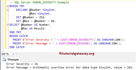 SQL ERROR SEVERITY