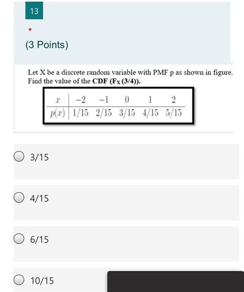 Solved 13 3 Points Let X Be A Discrete Random Variable Chegg Com