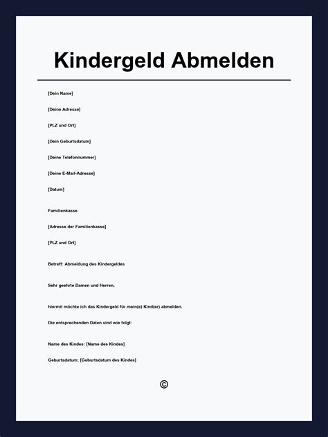 Kindergeld Abmelden