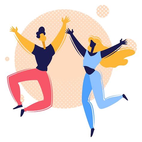 행복 한 커플 점프 일러스트 프리미엄 벡터