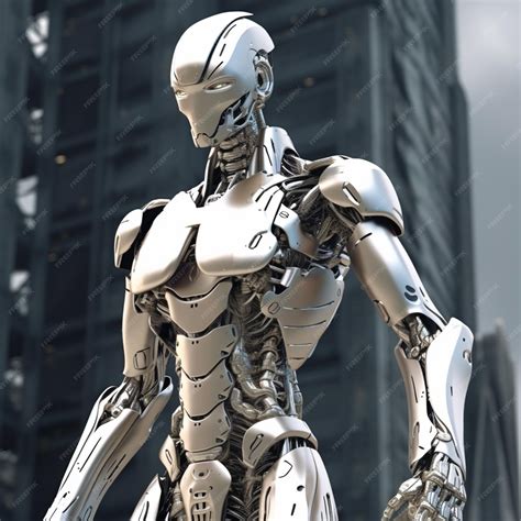 premium ai image a close up of a robot standing in front of a tall