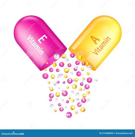 Open Capsule Vitamin Complex Pill With Falling Out Vitamin A And E
