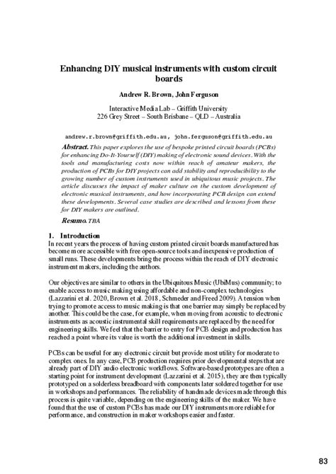 Pdf Enhancing Diy Musical Instruments With Custom Circuit Boards Andrew R Brown