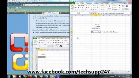 Insert Date And Time Into A Cell In Microsoft Excel Youtube