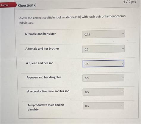 Solved Match The Correct Coefficient Of Relatedness R With