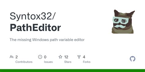 Github Syntox32patheditor The Missing Windows Path Variable Editor