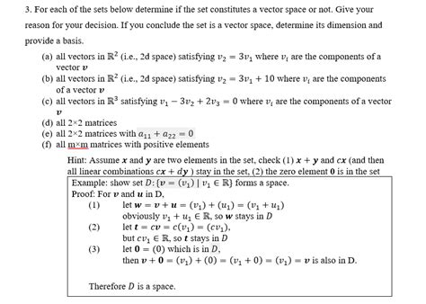 Solved For Each Of The Sets Below Determine If The Set Chegg