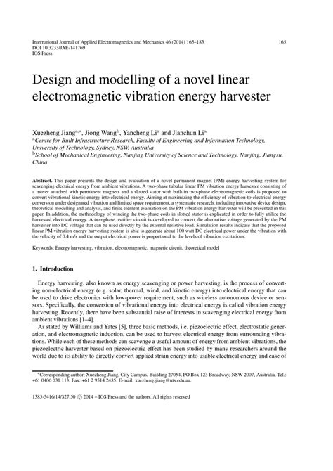 Pdf Design And Modelling Of A Novel Linear Electromagnetic Vibration Energy Harvester
