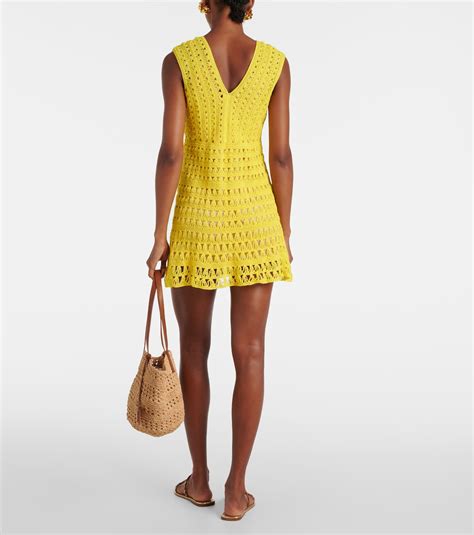 Bianca Cotton Crochet Minidress In Yellow Anna Kosturova Mytheresa