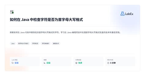 如何在 java 中检查字符是否为首字母大写格式 labex