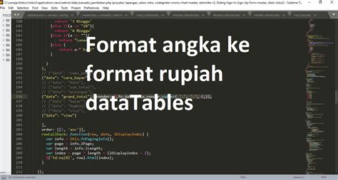Cara Merubah Format Angkat Ke Format Rupiah DataTables