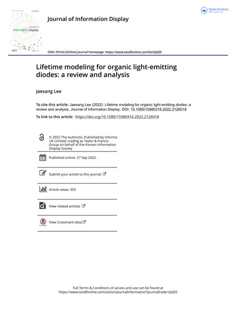 Pdf Lifetime Modeling For Organic Light Emitting Diodes A Review And Analysis