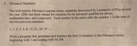 Solved Fibonacci Numbers The Wel Known Fibonacci Number Chegg Com