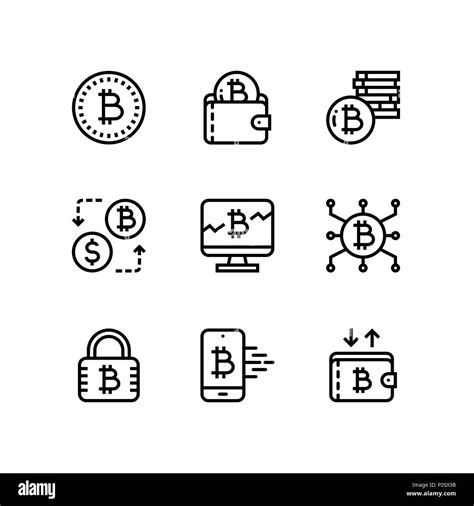 Cryptocurrency Blockchain Bitcoin Mining Digital Money Vector Simple Icons For Web And Mobile