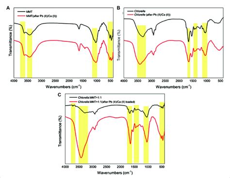 ft ir spectra of a mmt b chlorella and c chlorella mmt 1 1