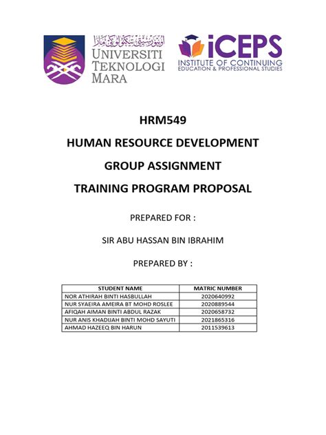 Proposal Training Program Group 2 Nbh6a Pdf Cognitive Science