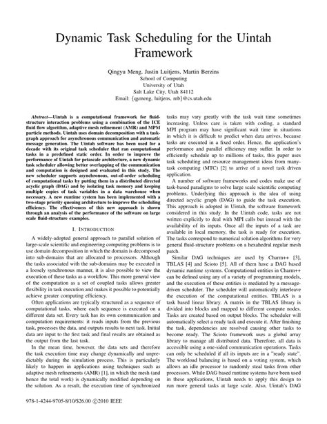 Pdf Dynamic Task Scheduling For The Uintah Framework