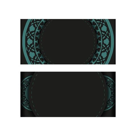 텍스트 및 추상 장식에 대 한 장소를 가진 초대 카드의 벡터 준비 파란색 그리스 패턴이 있는 검은색의 고급스러운 Ready To Print 엽서 디자인 프리미엄 벡터