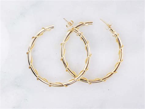 Vintage Large 14k Gold Hoop Earrings 14k Yellow Gold Etsy