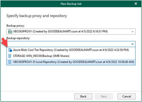 how to create a backup job to backup the organization objects to azure