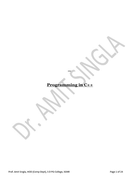 C Progrmming Unit I Pdf Object Oriented Programming Class Computer Programming