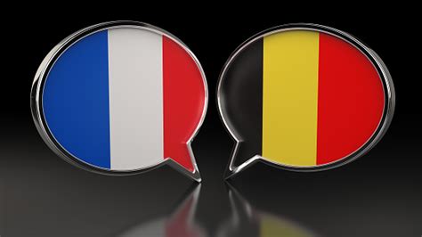 연설 거품과 함께 프랑스와 벨기에 플래그입니다 3 차원 일러스트 레이 션 0명에 대한 스톡 사진 및 기타 이미지 0명 3