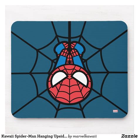 Kawaii Spider Man Hanging Upside Down Mouse Pad Zazzle Kawaii