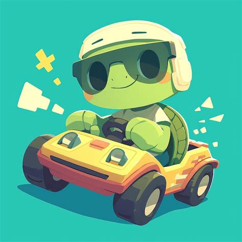 Premium Vector A Turtle Cruising In A Remote Controlled Car Cartoon Style