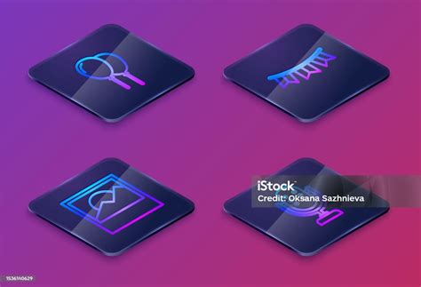 리본 사진 카니발 화환 깃발 및 마이크가 있는 아이소메트릭 라인 풍선을 설정합니다 파란색 사각형 버튼입니다 벡터 3차원 형태에 대한 스톡 벡터 아트 및 기타 이미지 Istock