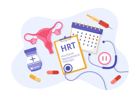 Hrt Or Hormone Replacement Therapy Acronym Vector Illustration With Treatment And Hormone