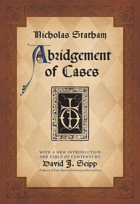 Stathams Abridgement Abridgment Of Cases Nicholas Statham Richard