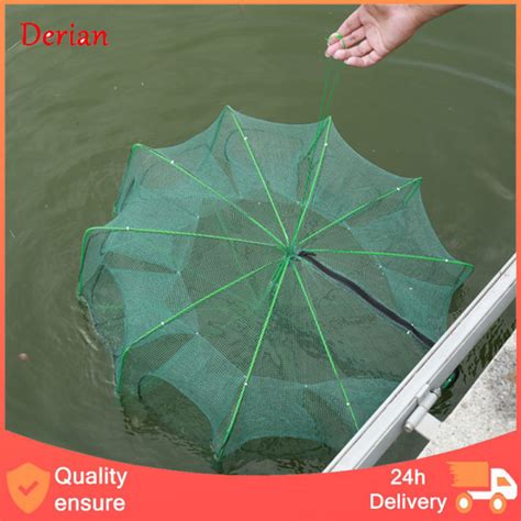 Derian Fisherman Portable Collapsible Fishing Net Mesh Cage Trap