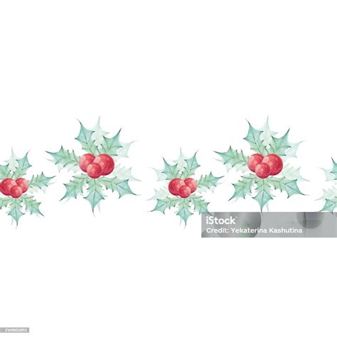크리스마스 완벽 한 테두리 홀리 녹색 잎과 빨간 열매와 수채화 꽃다발 겨울 구성 복고풍 스타일의 장식 디자인을 기념하세요 디자인 인쇄 인사말 카드를 위해 그린 그림 12월에