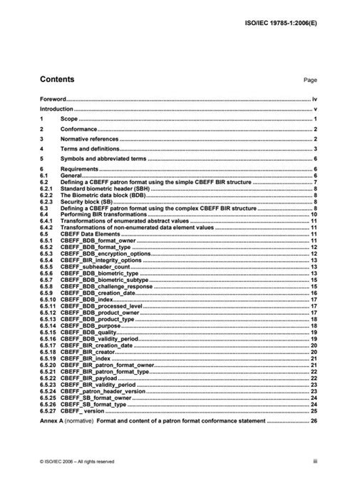 ISO IEC Information Technology Common Biometric Exchange Formats Framework Part
