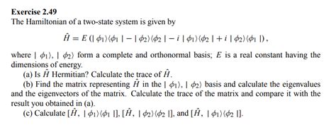 solved exercise 2 49 the hamiltonian of a two state system