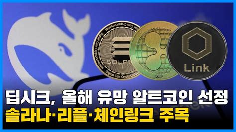 딥시크 올해 유망 알트코인 선정솔라나·리플·체인링크 주목 Youtube