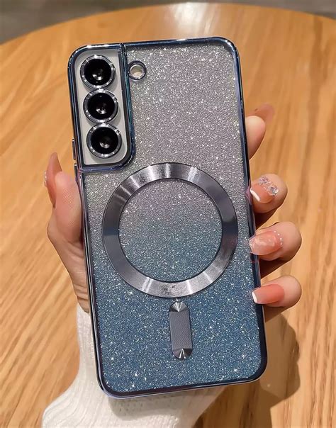 Cute Gradient Glitter Magsafe Samsung Galaxy Case Blue Iphone Hülle