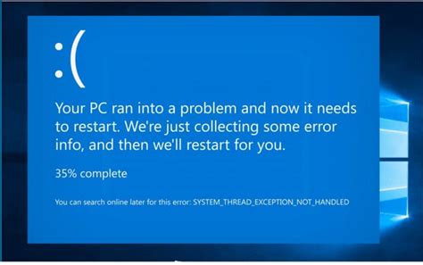 Your PC Ran Into A Problem And Needs To Restart Windows Server 2016