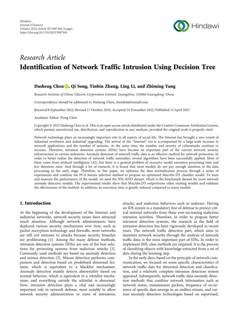Pdf Identification Of Network Traffic Intrusion Using Decision Tree